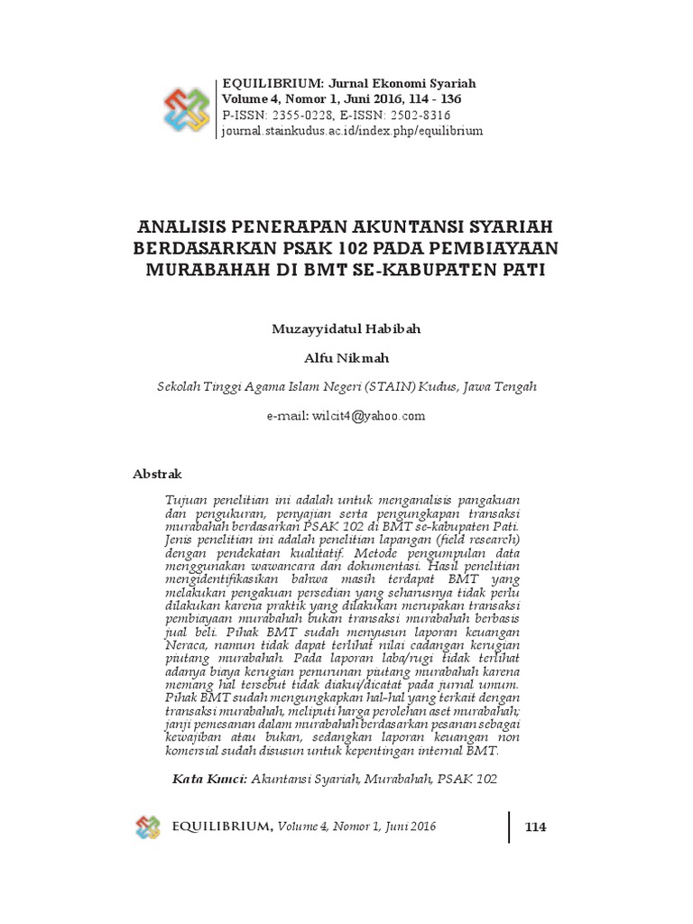 Analisis Penerapan Akuntansi Syariah Berdasarkan PSAK 102 Pada ...