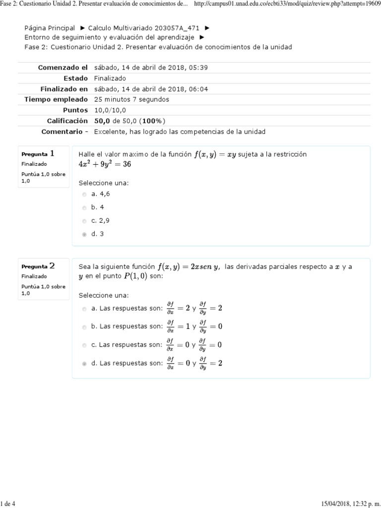 Fase 2 Cuestionario Unidad 2. Presentar Evaluación de Conocimientos de La Unidad | Descargar ...