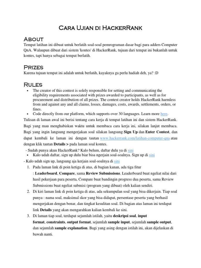 Cara Ujian Di HackerRank | PDF