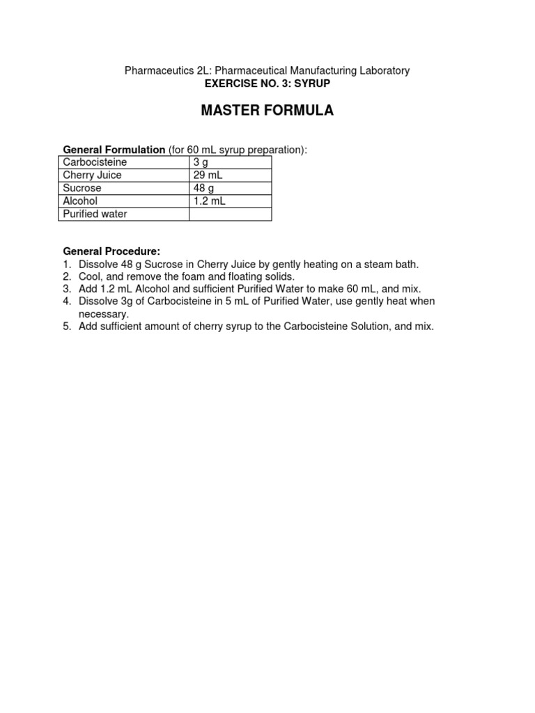 Syrup Formulation | PDF