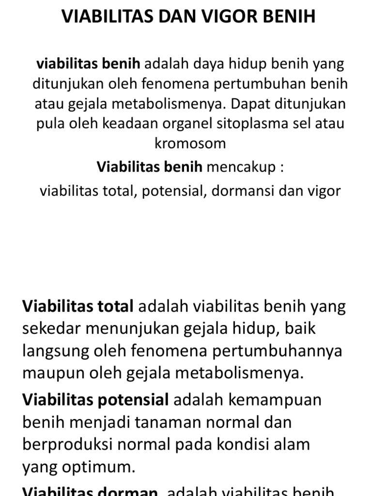 Viabilitas Dan Vigor Benih | PDF