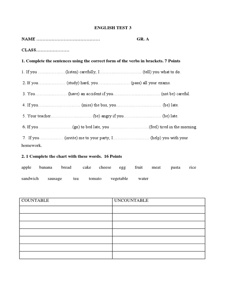 English Test 3 | PDF