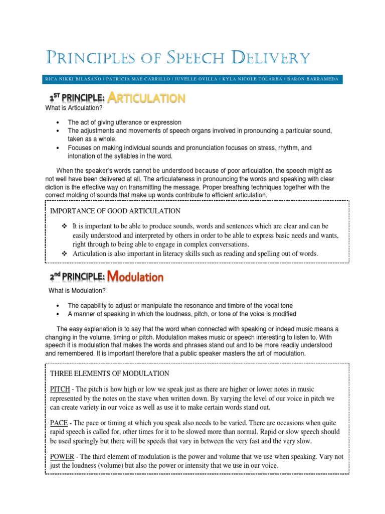 Principles of Speech Delivery | PDF | Nonverbal Communication | Speech