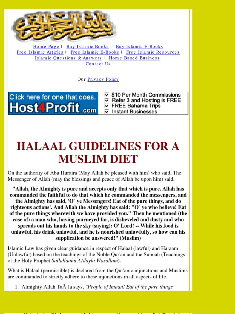 Halaal Guidelines For A Muslim Diet | PDF | Abrahamic Religions | Monotheistic Religions