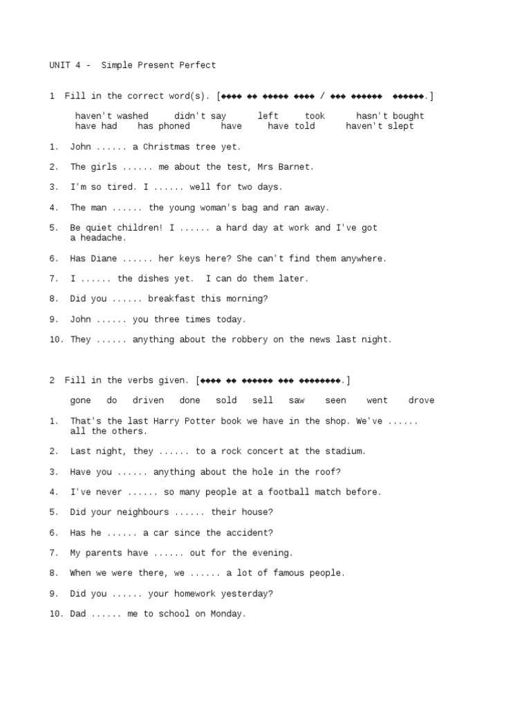 Unit 4 Grammar Revision | PDF