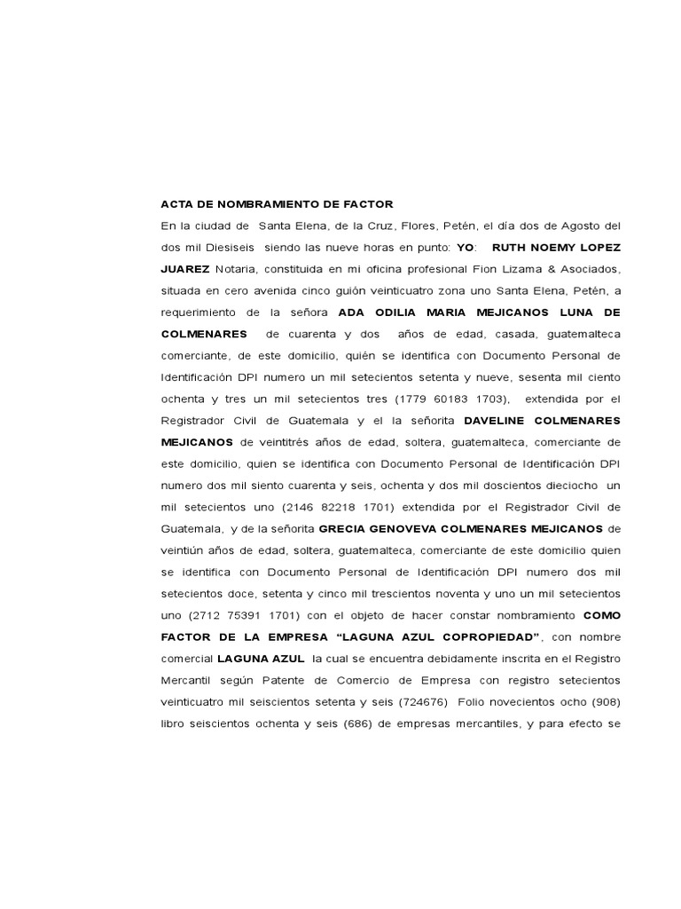 Acta de Nombramiento de Factor Copropiedad | PDF | Gobierno