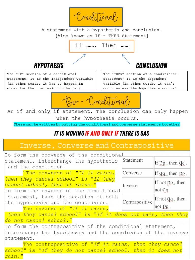 Conditional and Bio-Conditional | PDF | Logical Expressions | Teaching ...