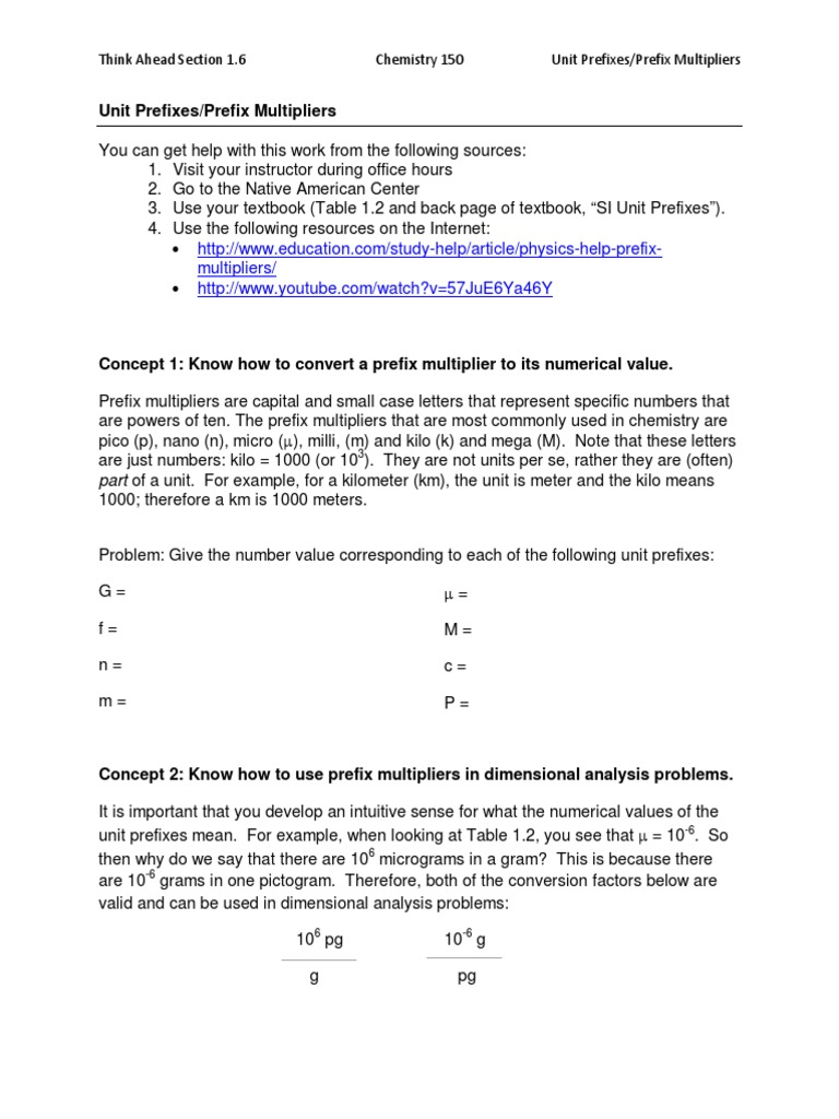 Guide to Converting Between Unit Prefixes and Their Numerical Values in ...