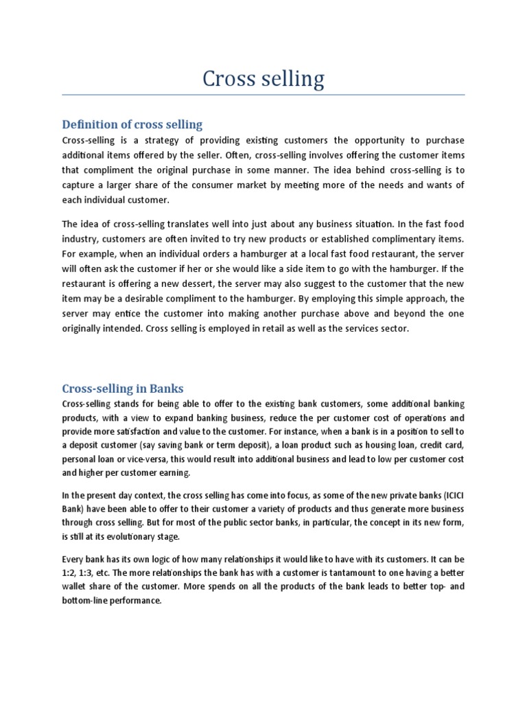 Cross Selling Final | PDF | Banks | Customer