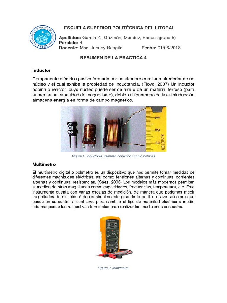 Resumen Practica4 | PDF | Inductor | voltaje