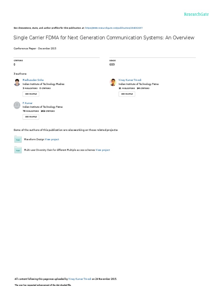 Single Carrier FDMA For Next Generation Communication Systems: An ...