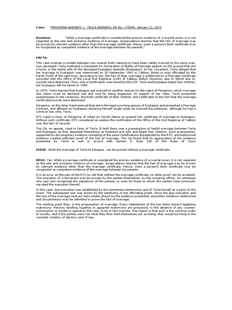 Avenido Vs Avenido | PDF | Marriage | Evidence