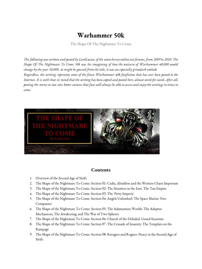Warhammer 50k - The Shape of The Nightmare To Come | PDF | Unrest