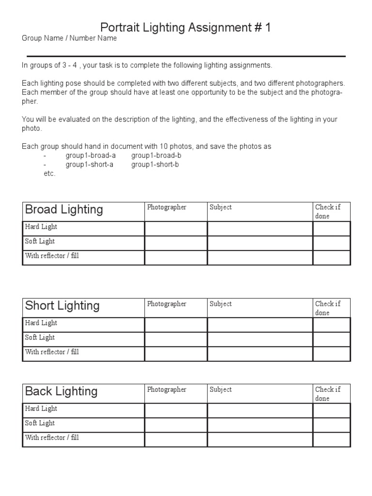 Lighting Assignment | PDF