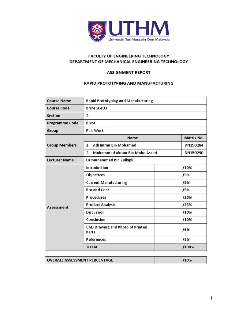 Rapid Prototyping Full Report Assignment (LEGO) Manufacturing | PDF | 3 D Computer Graphics | 3 ...