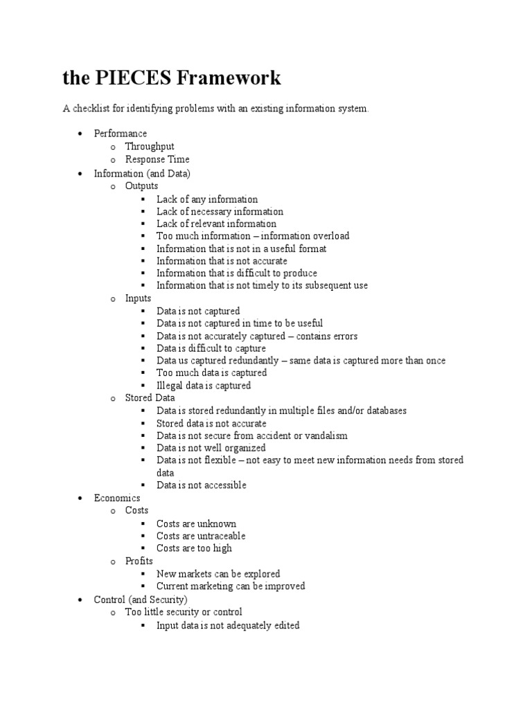 The PIECES Framework | PDF | Information | Data