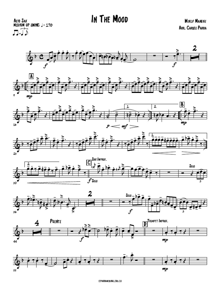 In The Mood - Alto Sax | PDF