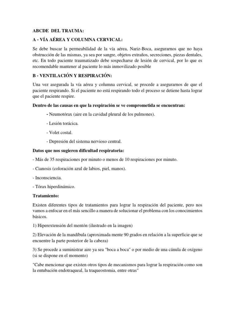Protocolo ABCDE en Trauma Médico | PDF | Lesión | Herida