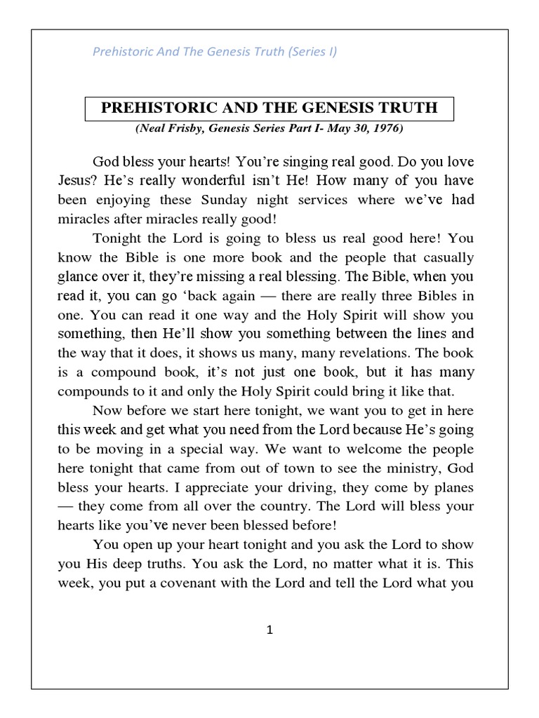 NEAL FRISBY - (Prehistoric and The Genesis Truth) I | PDF | Fallen ...
