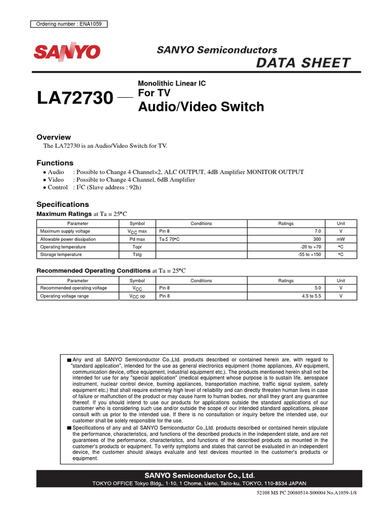 La72730 PDF | PDF | Electrical Engineering | Electronics