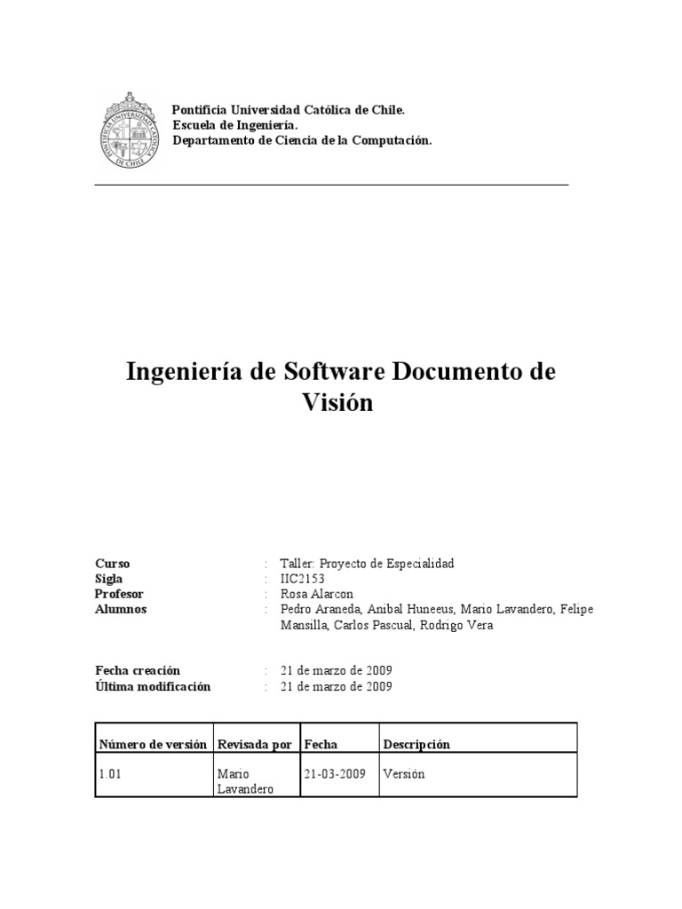 Documento de Visión | PDF | Caso de uso | Ingeniería de software
