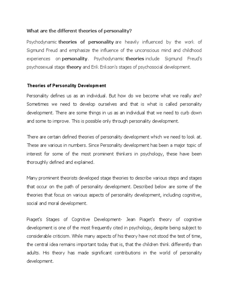 Theories of Personality | PDF | Id | Sigmund Freud