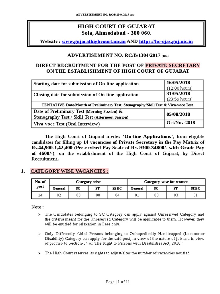 High Court of Gujarat Sola, Ahmedabad - 380 060.: WWW ...