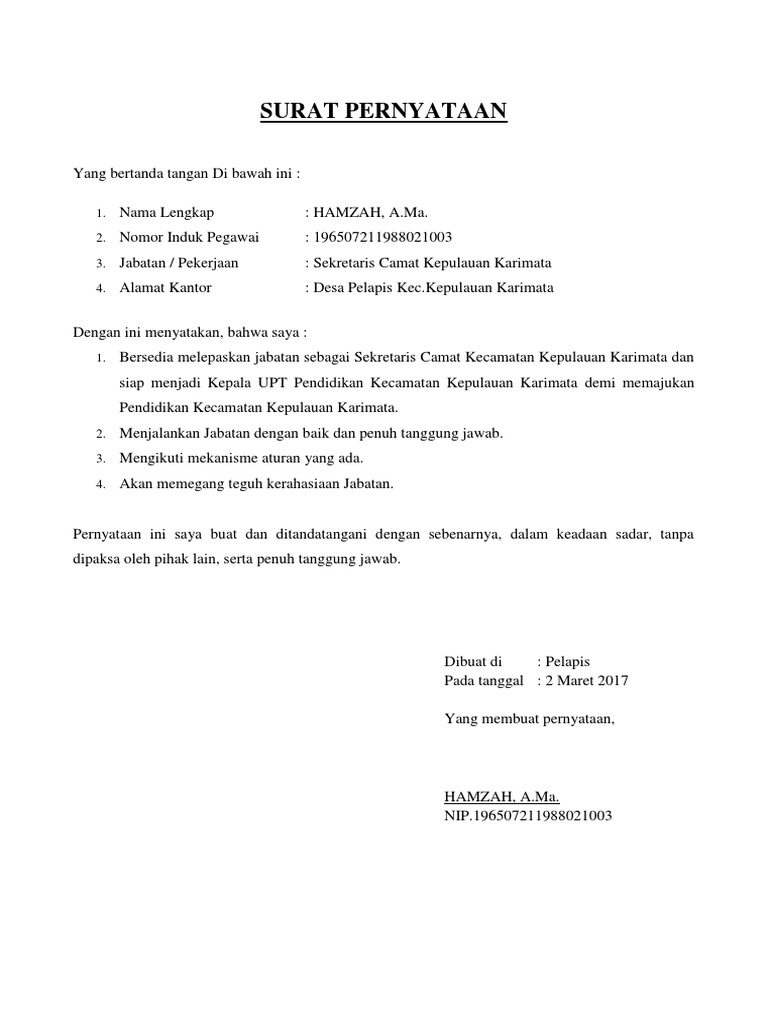 Surat Pernyataan Menjadi | PDF