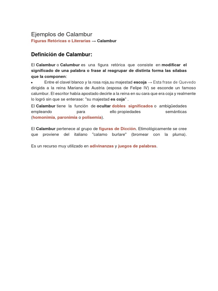 EJERCICIOS Varios Calambur | PDF | Mecánica del lenguaje | Lingüística