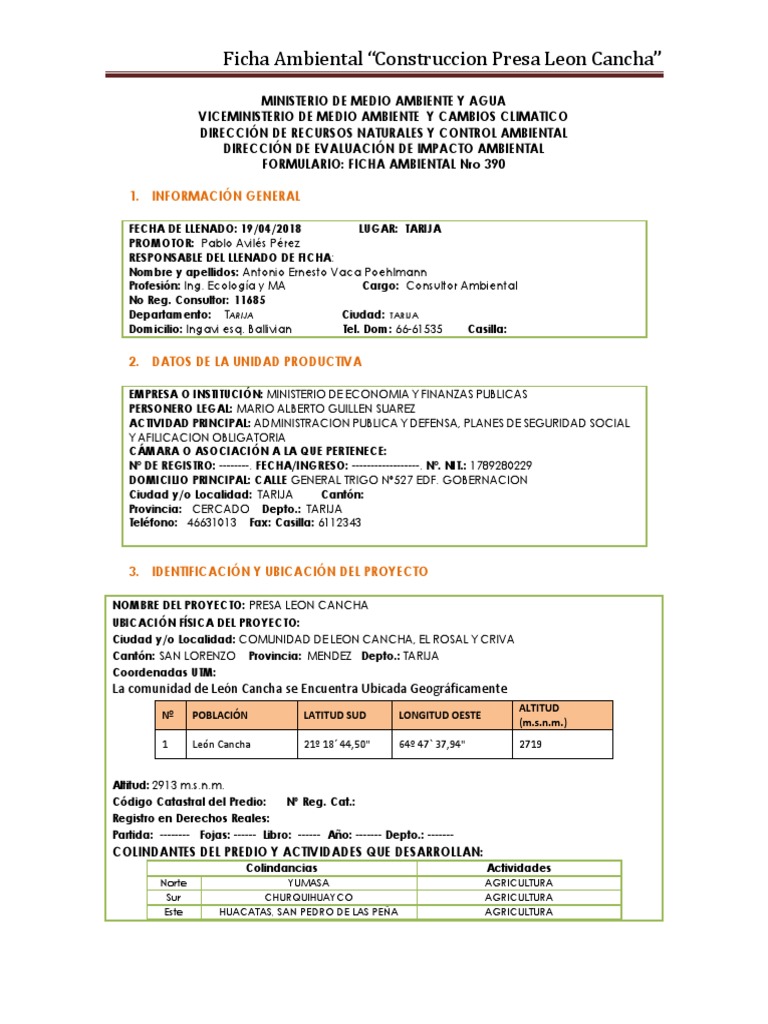 Ficha Ambiental Modificada | PDF | Riego | Partículas