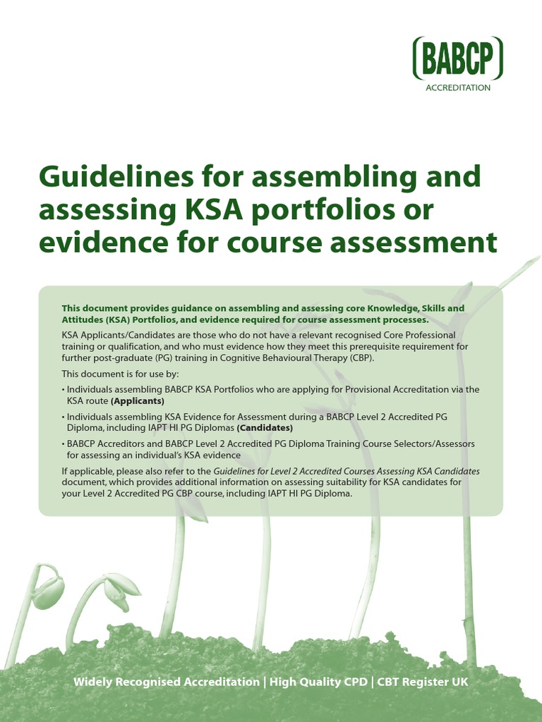 KSA Portfolio Guidance for BABCP Applicants | PDF | Psychotherapy ...