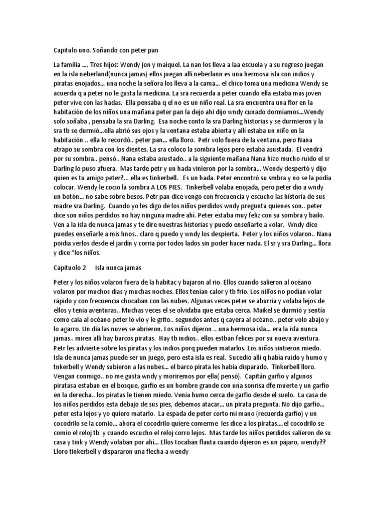 Resumen del Capítulo 1 de Peter Pan | PDF | Peter Pan | Ocio