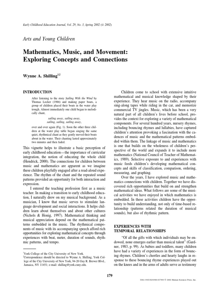 Mathematics, Music, and Movement: Exploring Concepts and Connections ...