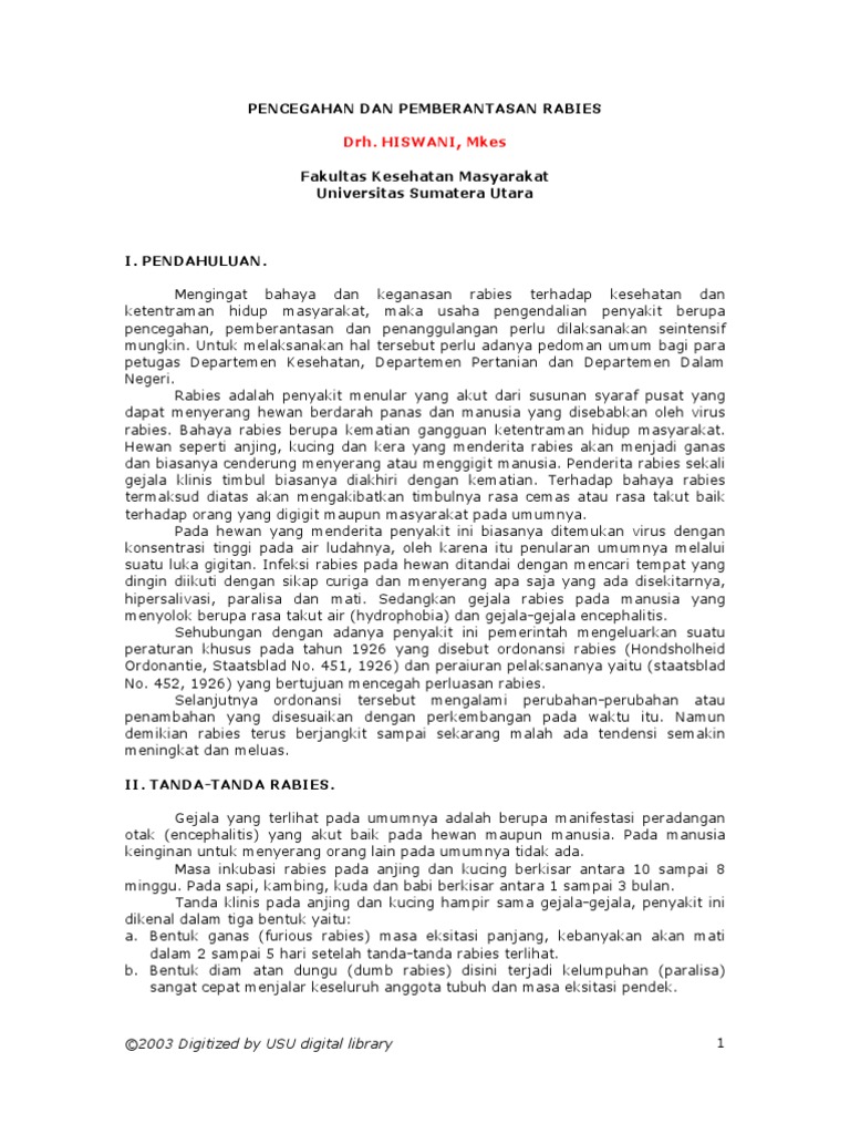 Rabies Pencegahan Dan An | PDF
