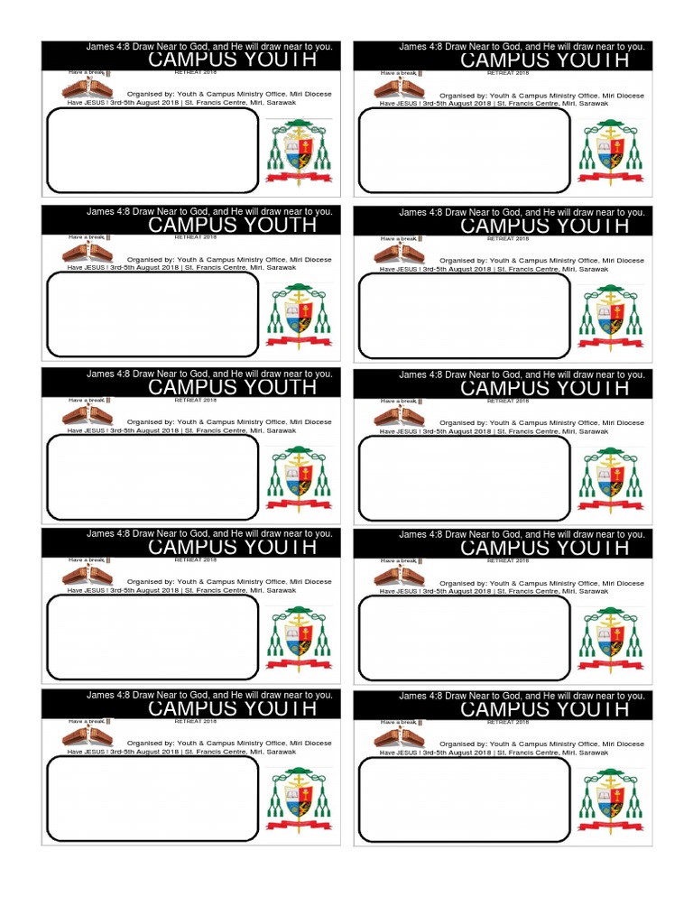 CYR2018 - Name Tag - Participant | PDF | Retreat (Spiritual) | Sarawak