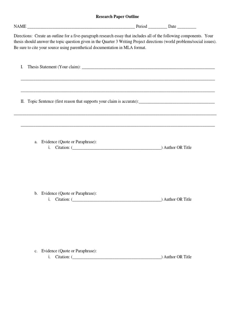 Research Paper Outline PDF | PDF | Citation | Writing