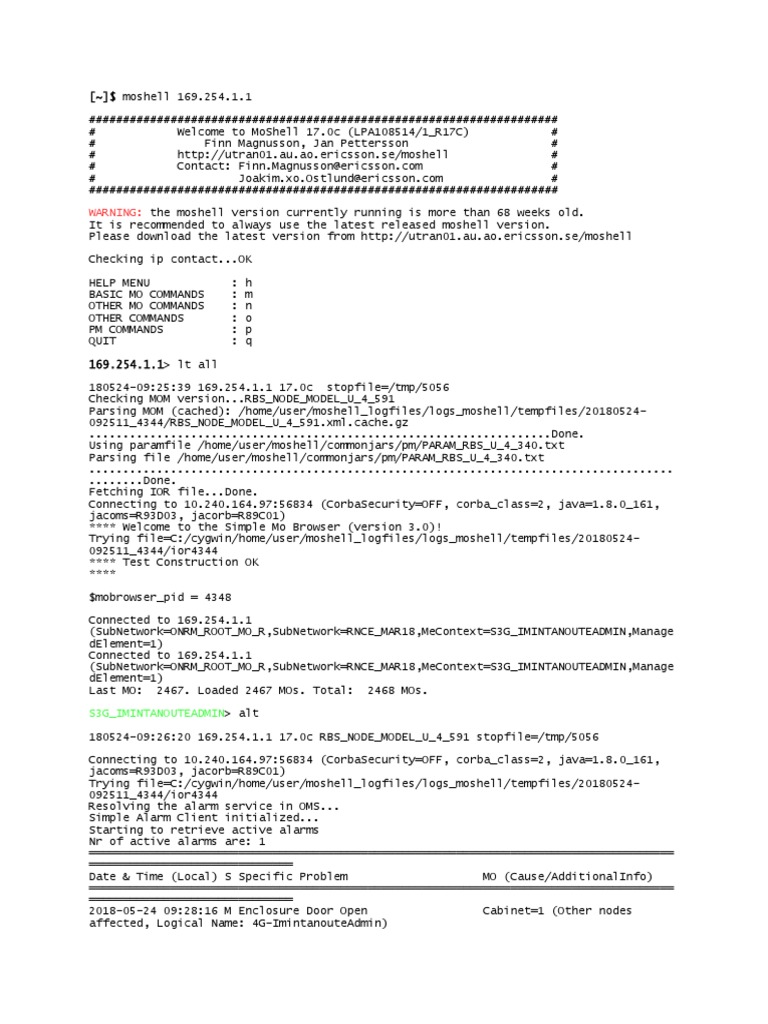 Ericsson MoShell Connection Log | PDF | Areas Of Computer Science ...