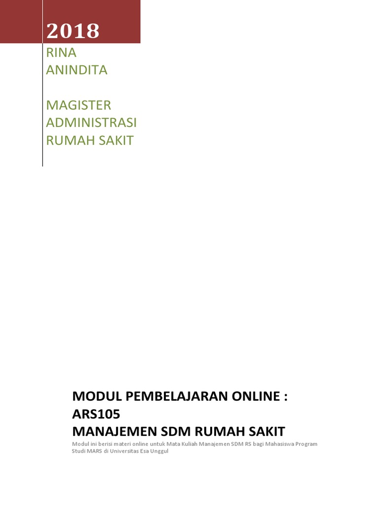 Bab I Modul MSDM RS | PDF