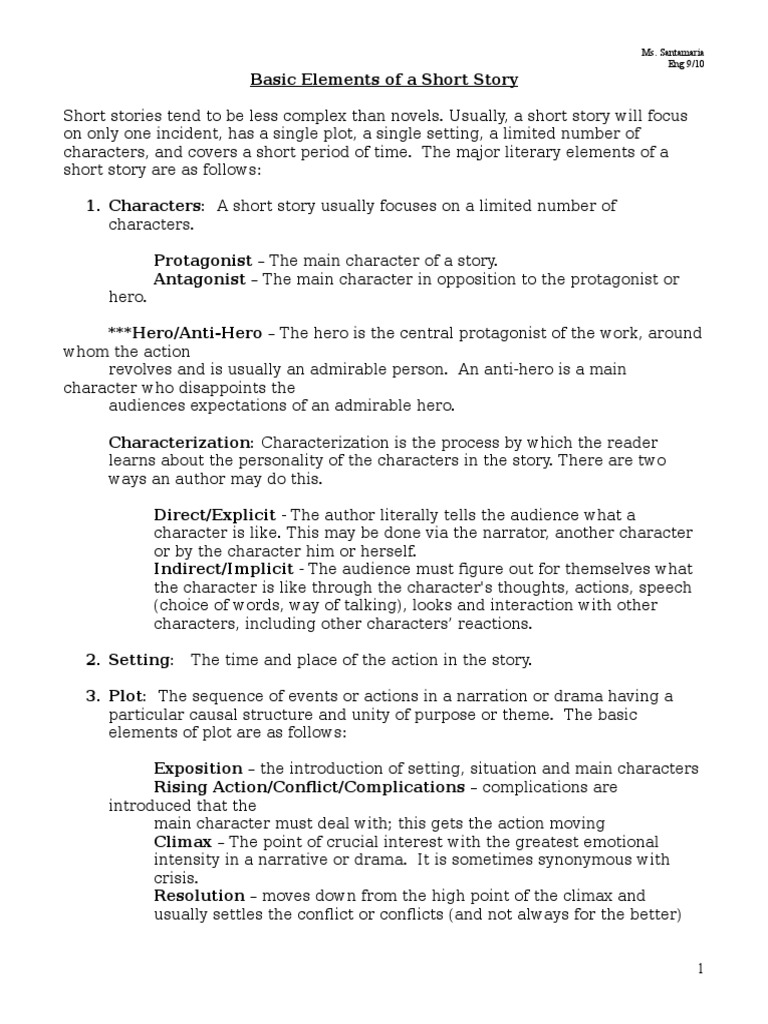 9-5.basic Elements of A Short Story | PDF | Plot (Narrative) | Narration