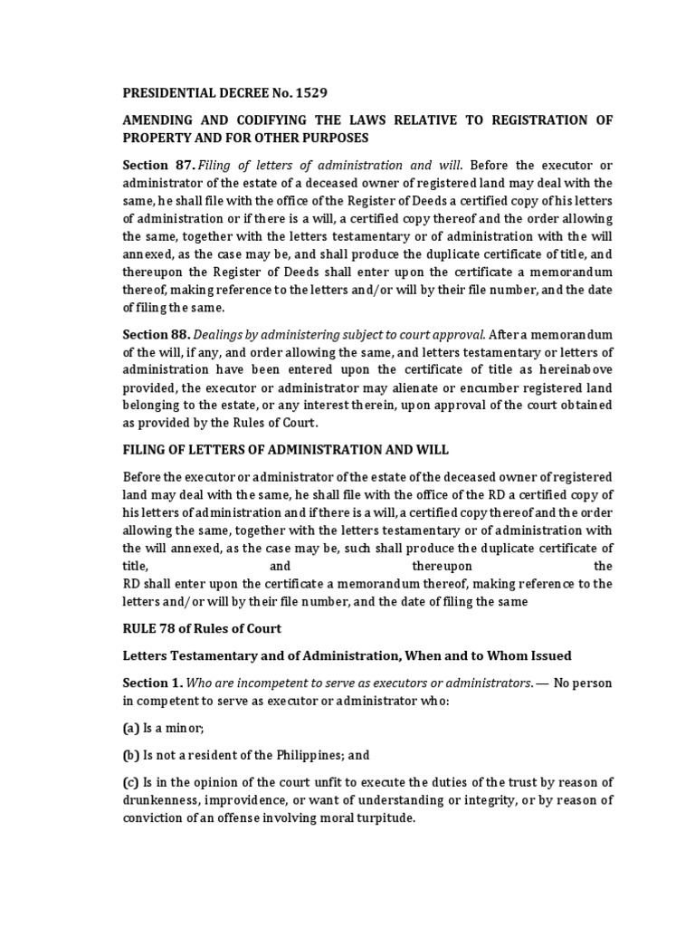 Letters of Administration | PDF | Executor | Will And Testament