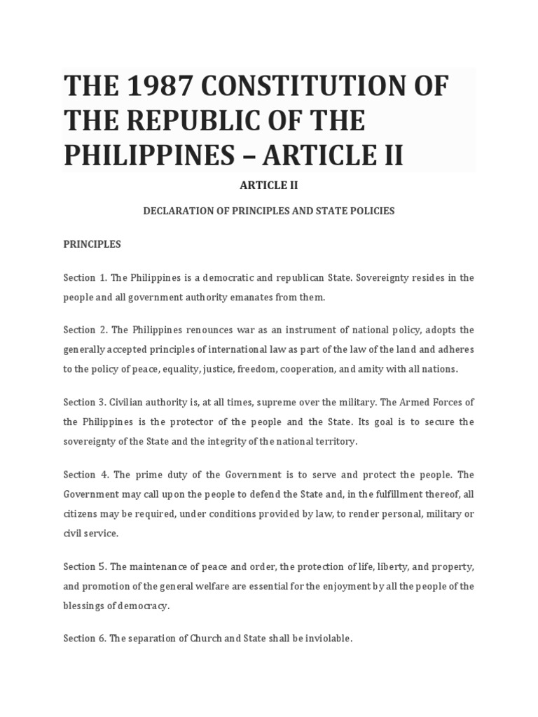 The 1987 Constitution | PDF | Sovereign State | Liberty