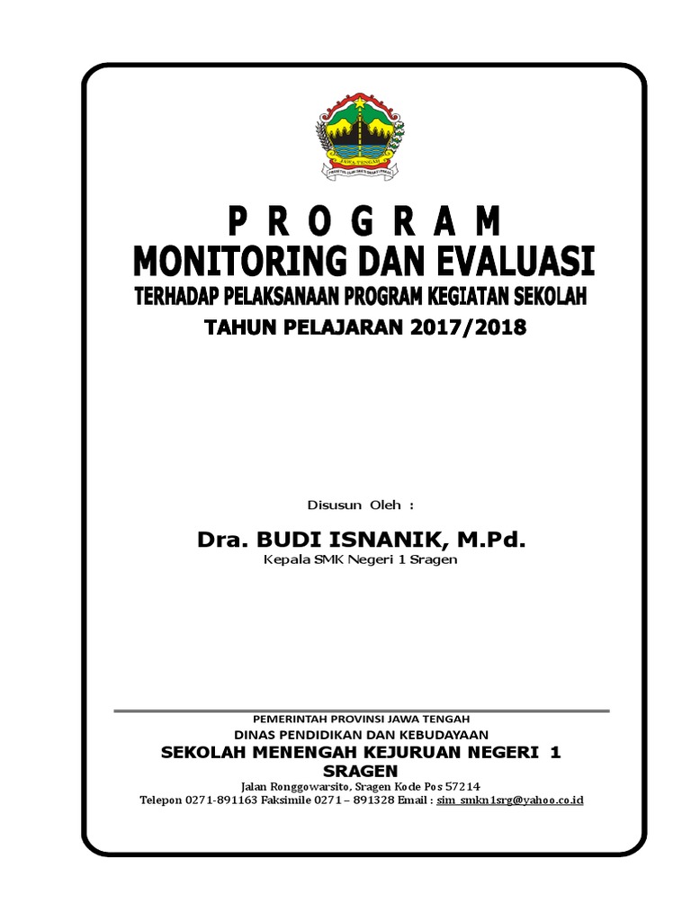 Contoh Laporan Monev Program Sekolah Smp
