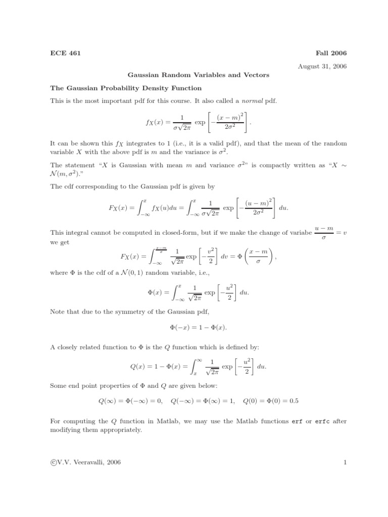 Gaussian Random Variables Overview | PDF | Probability Density Function ...