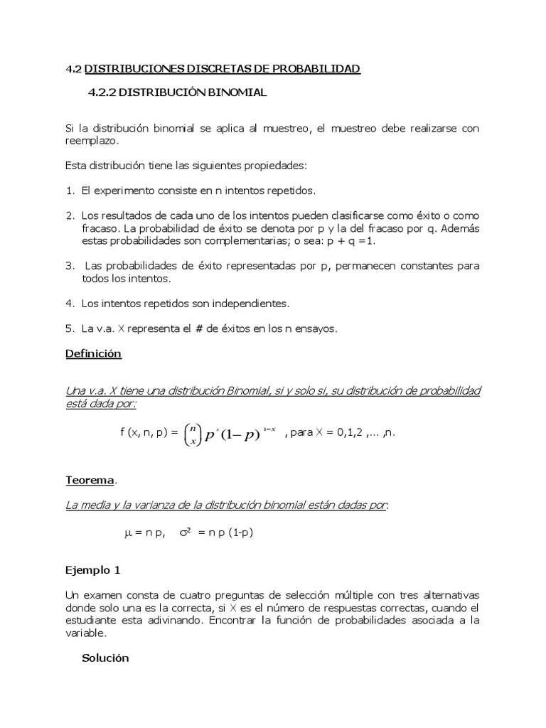 Dist. Binomial | PDF | Distribución de probabilidad | Análisis matemático