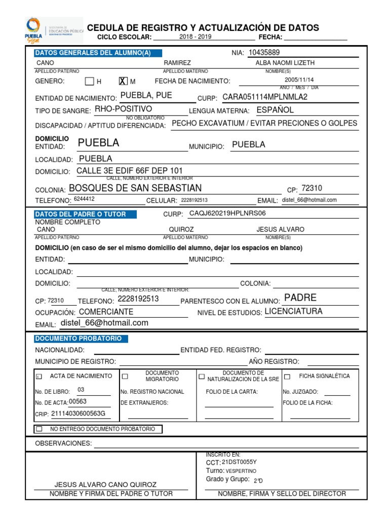 Cedula para Editar | PDF