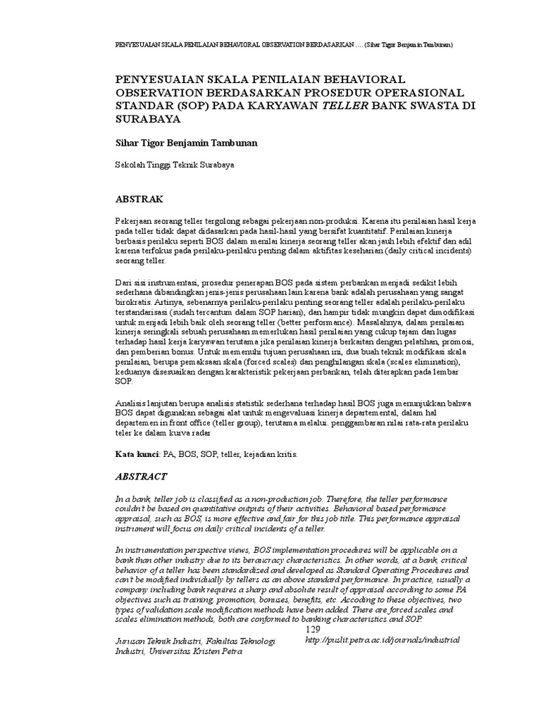 Contoh Penilaian BARS, MSDM | PDF