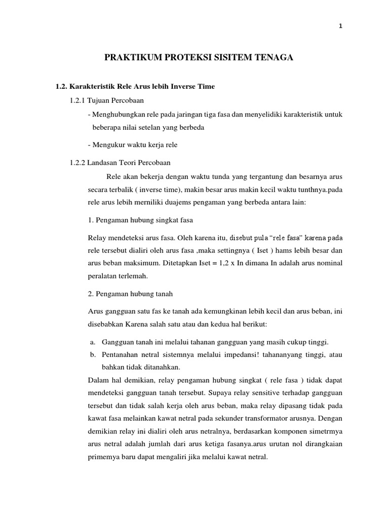 Laporan Praktikum Proteksi Sistem Tenaga | PDF