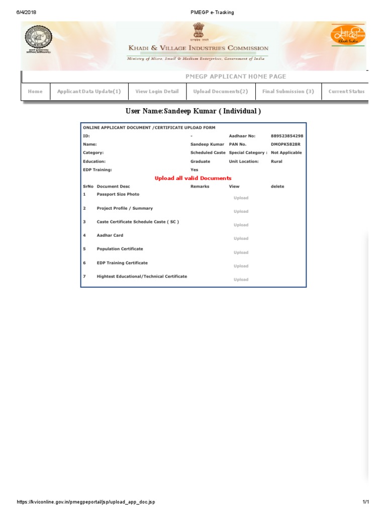 PMEGP e Tracking | PDF | Government And Personhood | Computing