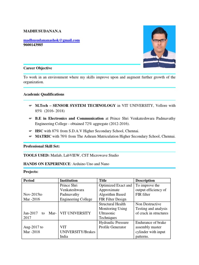 Madhu Resume Latest PDF | PDF | Science And Technology | Engineering