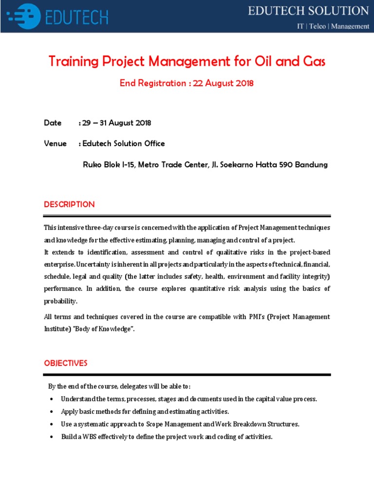 Oil and Gas Project Management Training | PDF | Project Management ...